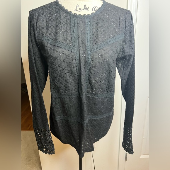 Anthropologie | Tops | Antropologie Blue Tassel Eyelet Top | Poshmark
